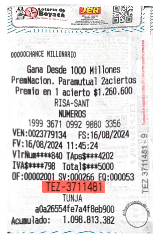 Consulta Premios Chance en JER